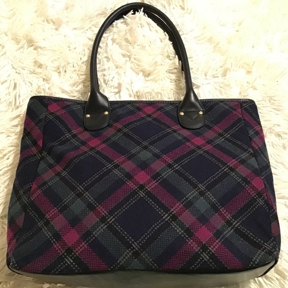 Talbots | Bags | Talbots Handbag Plaid Tartan Wool And Leather | Poshmark